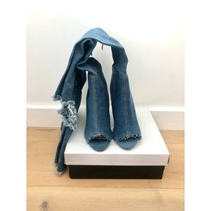 Secret | Shoes | Secret Denim Side Zipper Peep Toe Stiletto Heel Thigh ...